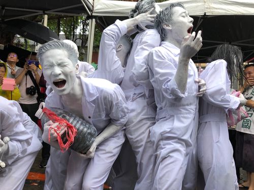 Environmental activists demand action in Taiwan on global warming ...