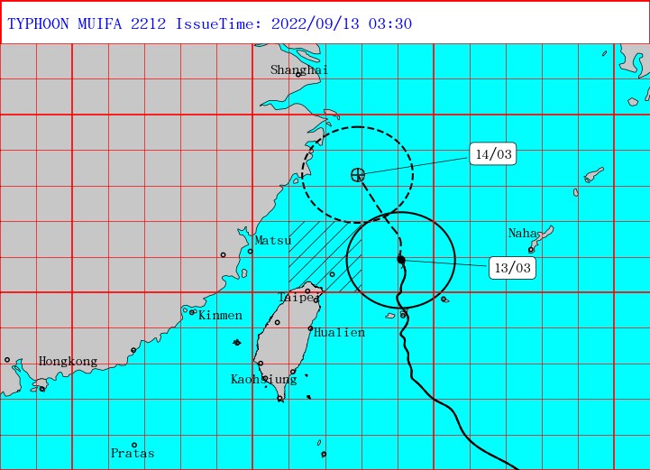 Sea warning for Typhoon Muifa to be lifted later Tuesday: CWB - Focus ...