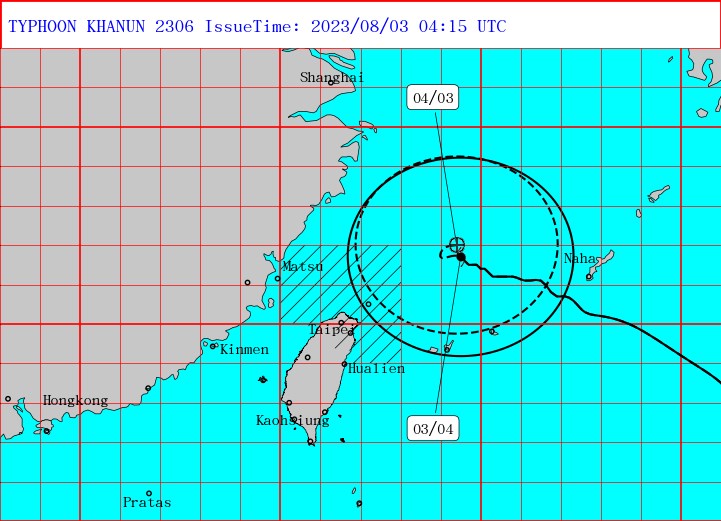 Typhoon Khanun forecast to come closest to Taiwan late Thursday night ...