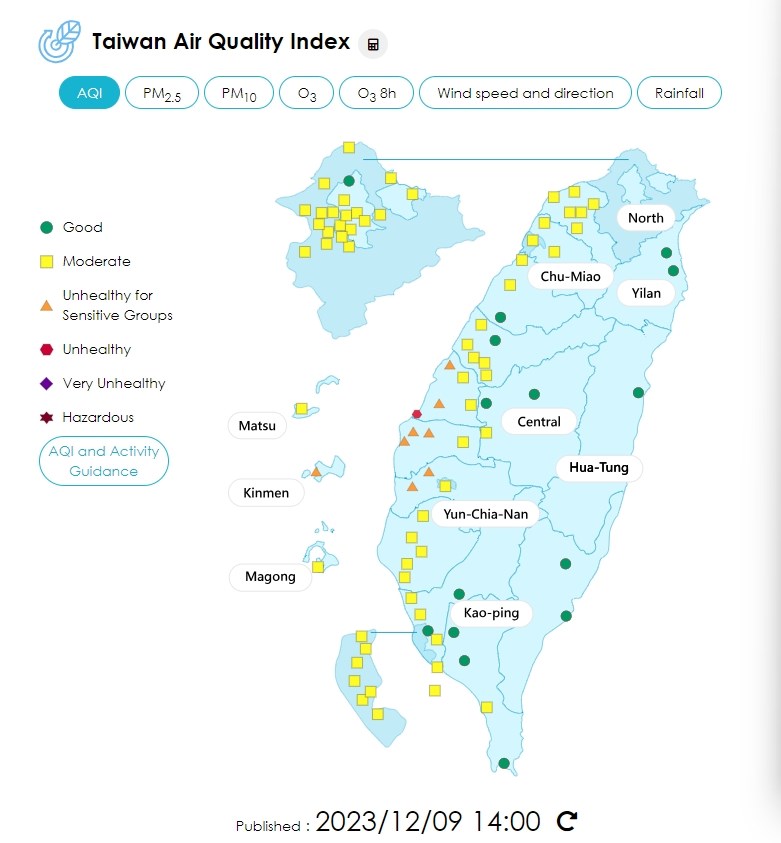 Air pollution alerts issued for western Taiwan, other areas - Focus Taiwan